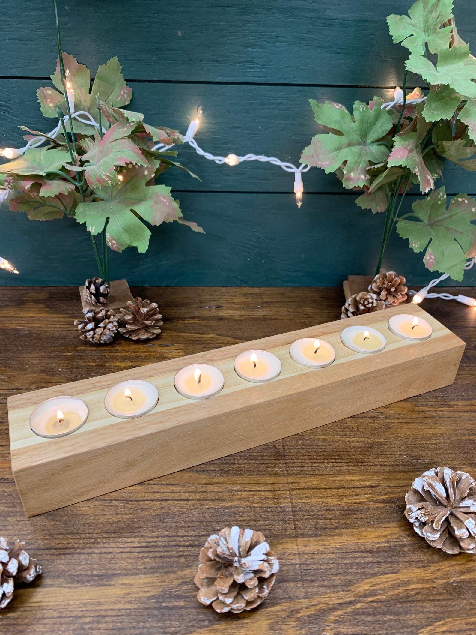 Oak Tealight Holder With Pine Insert, Tea Light Holder, Tea Candle ...