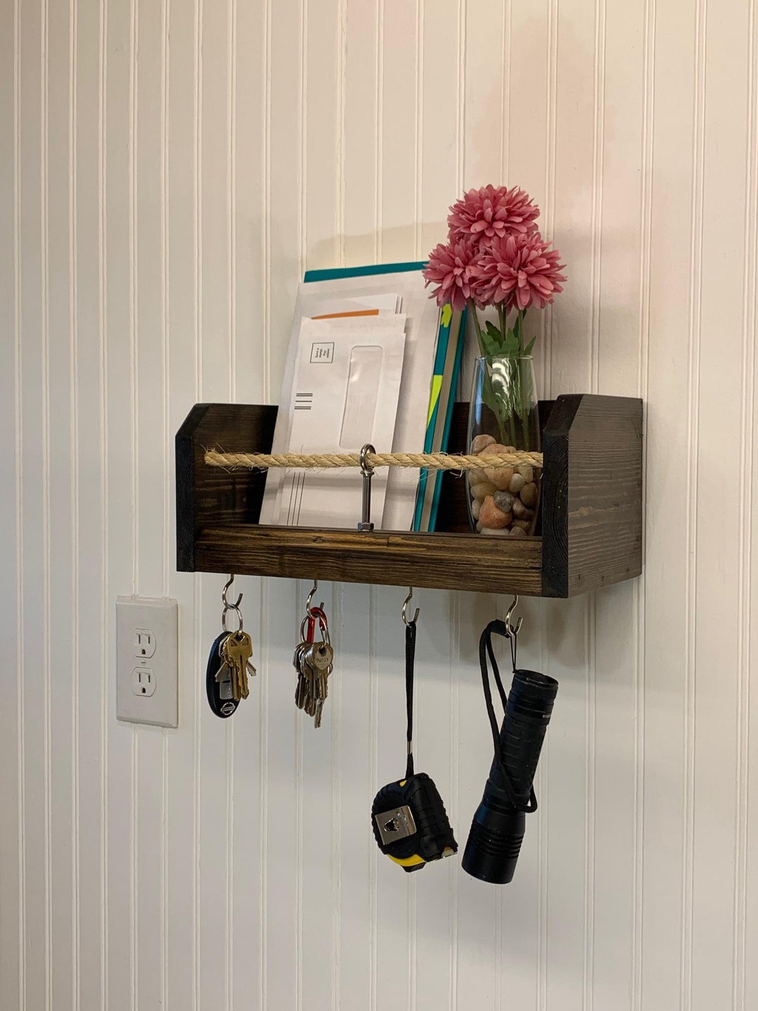 Mail and Key Holder-organizer, Entryway Mail Holder, Handcrafted Mail ...