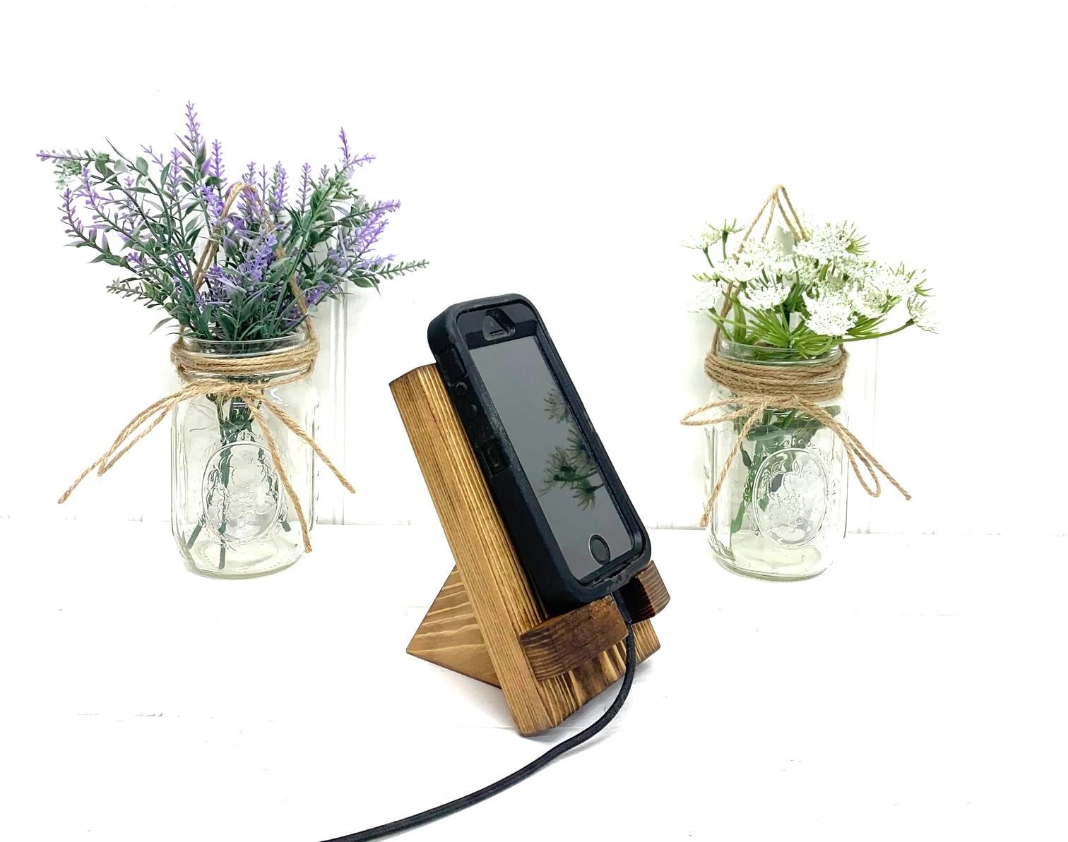 Rustic Phone Stand for Farmhouse Vibes, Handcrafted Cell Phone Stand ...