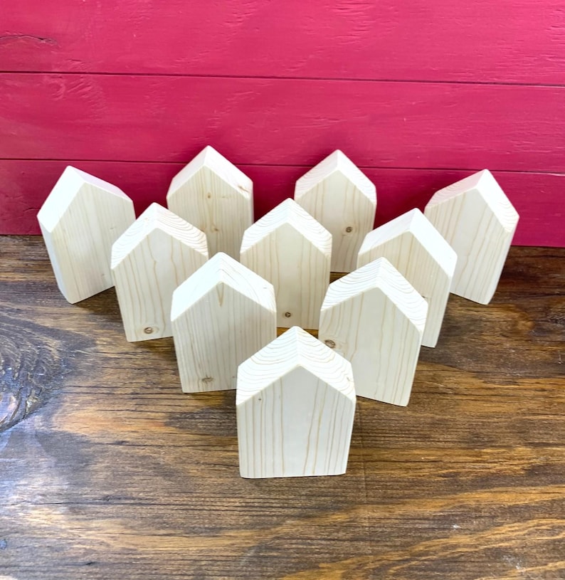 Unfinished Wood House Block: DIY Craft Village Blocks - Etsy