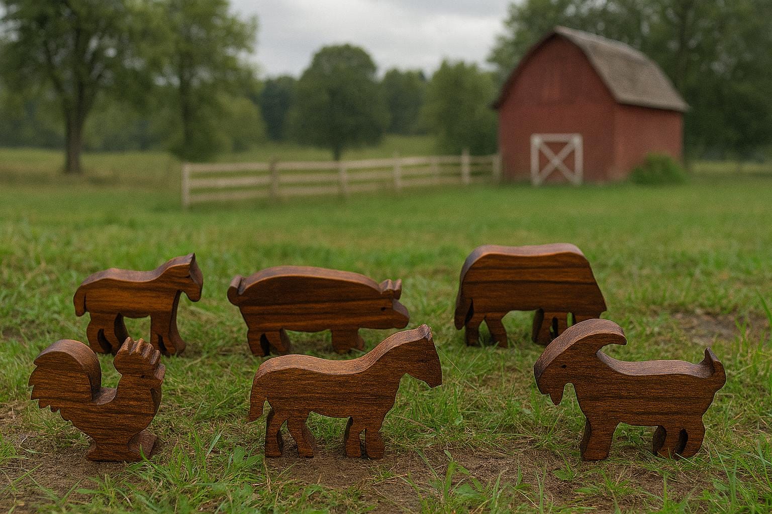 DIY Wooden Farm Animals-pdf Guide and Six Patterns, Wooden Animals ...