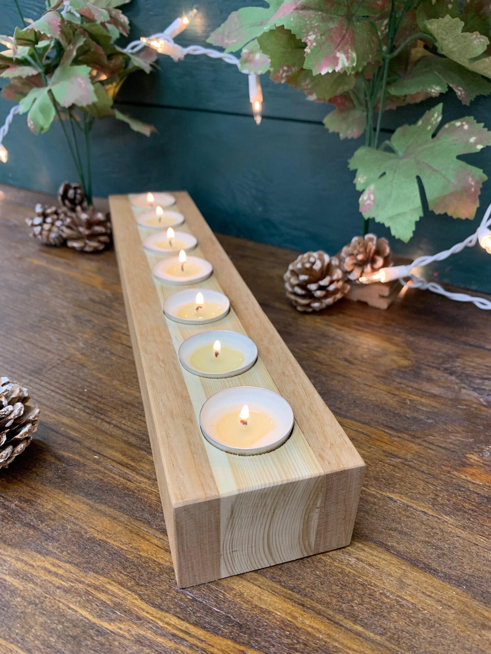Oak Tealight Holder With Pine Insert, Tea Light Holder, Tea Candle ...