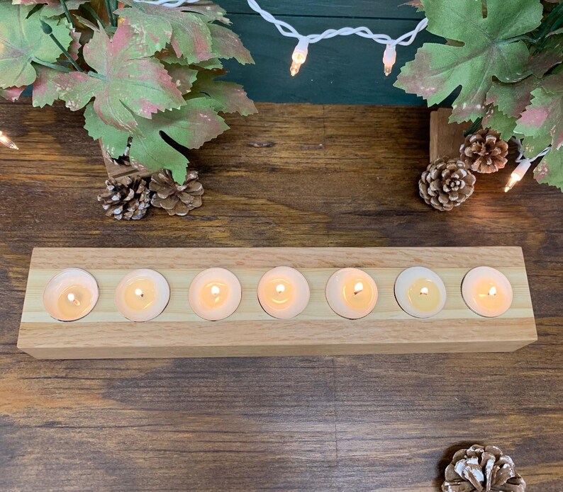 Oak Tealight Holder With Pine Insert, Tea Light Holder, Tea Candle ...