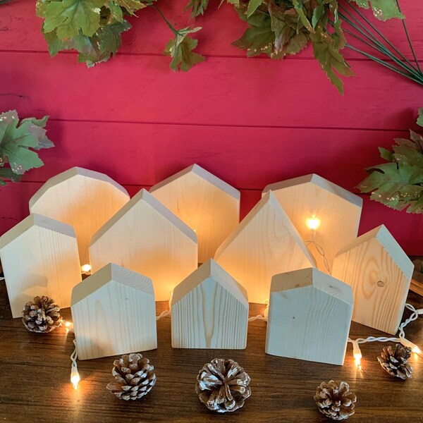 Wood House Blocks - Etsy