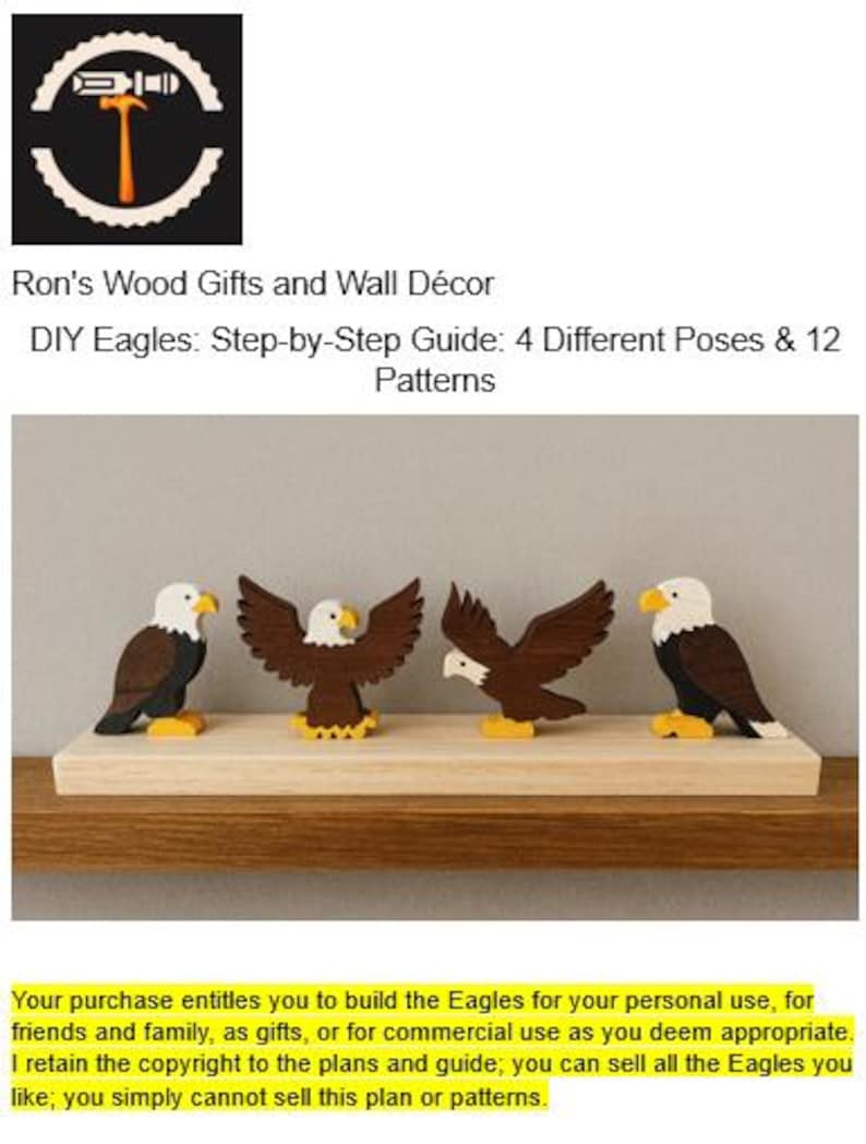 DIY Wooden Eagle Patterns: Scroll Saw Woodworking Project (PDF Download ...