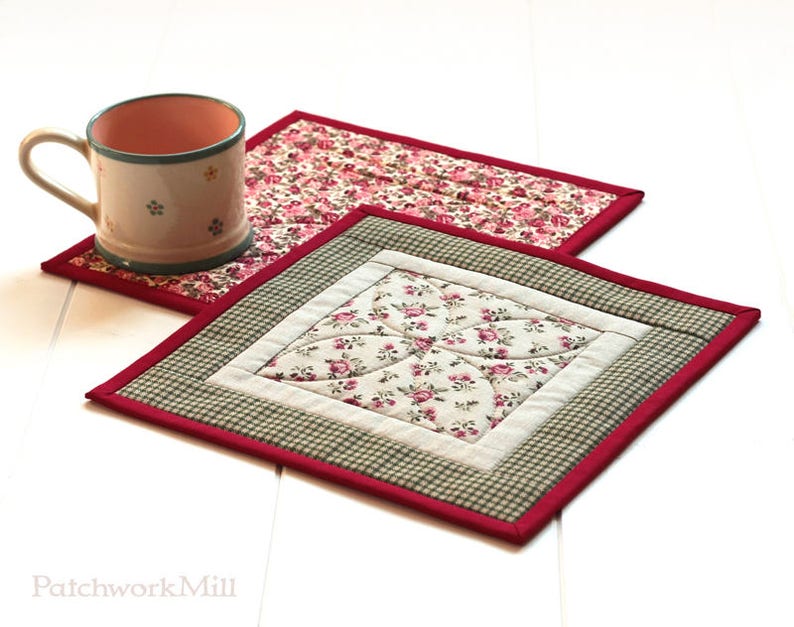 Tapis de tasse en tissu tapis de table matelassé patchwork | Etsy