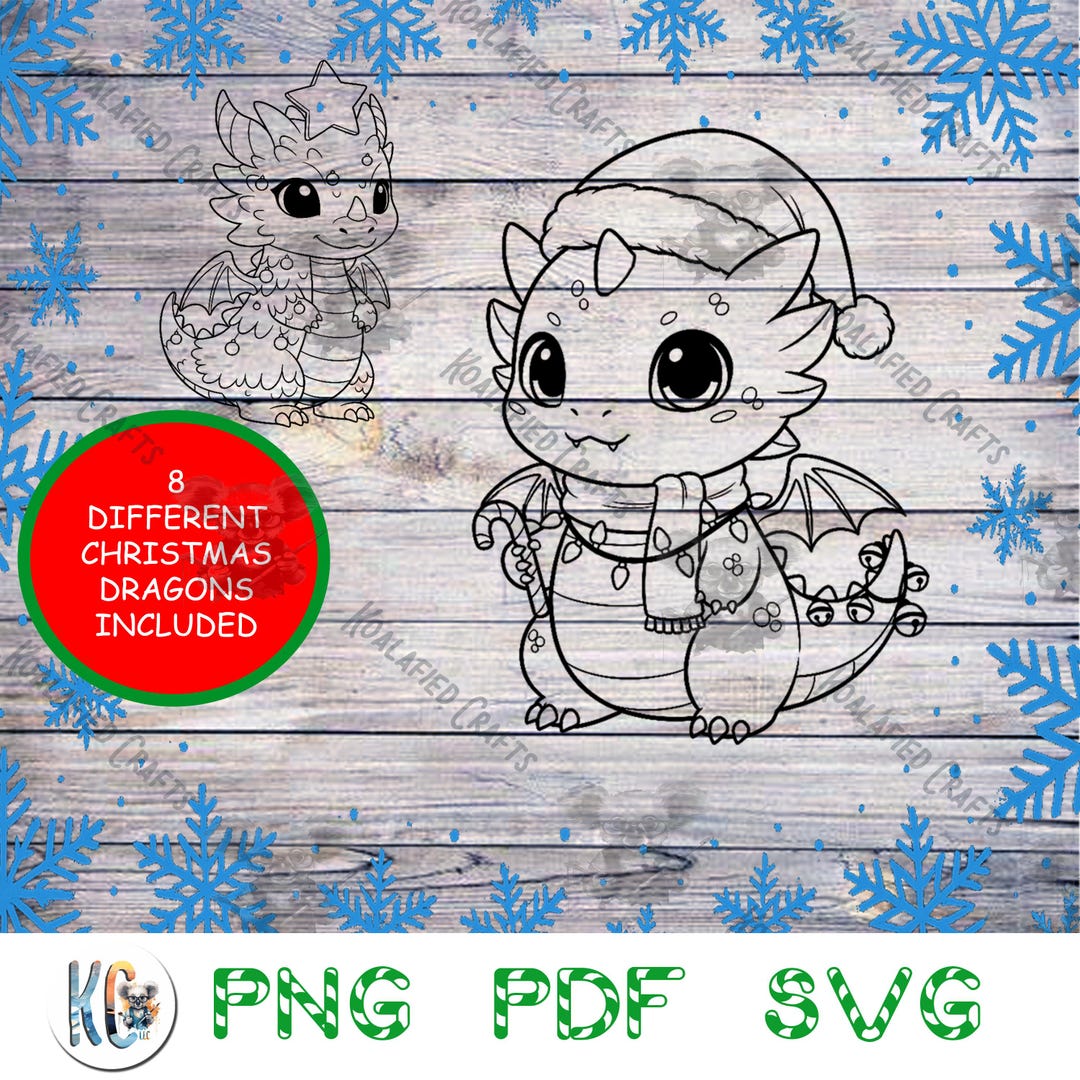 Christmas & Holiday Dragons Digital Download – Set of 8 Magical Festive ...