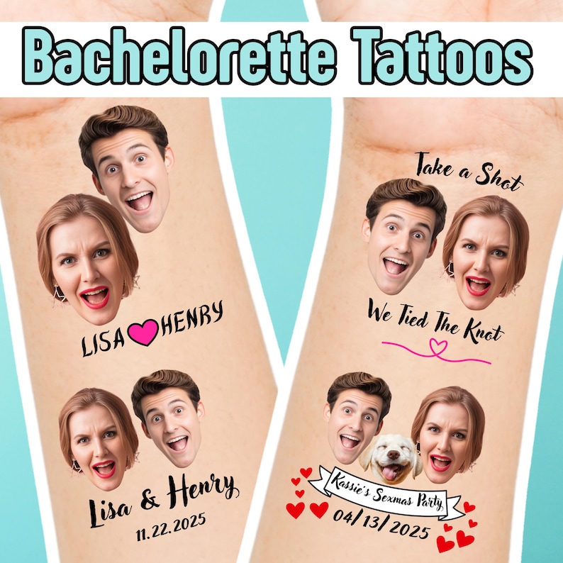 Custom Face Temporary Tattoos, Bachelorette Party Favors - Etsy