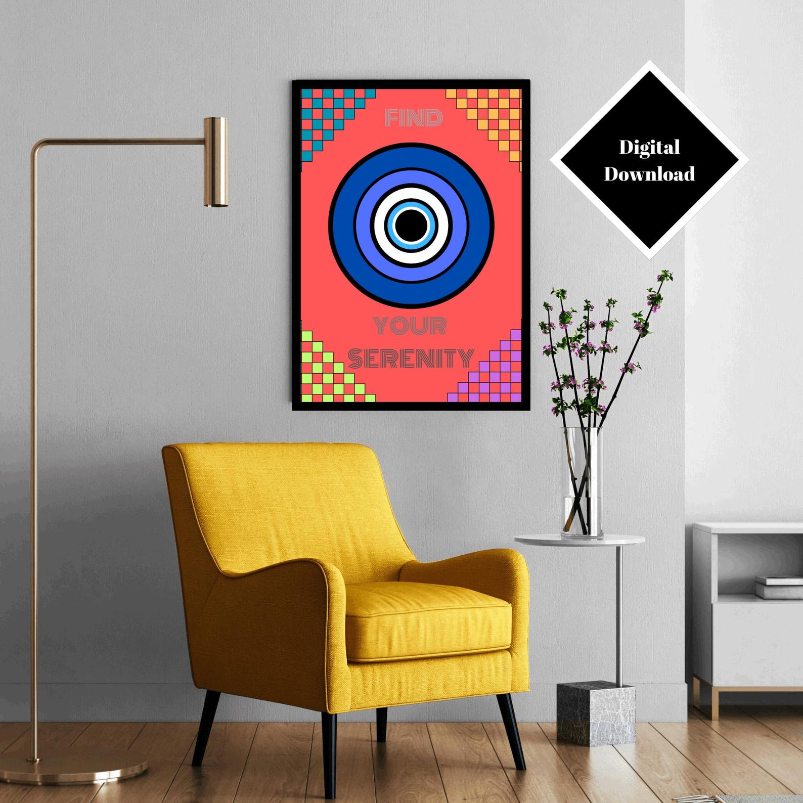 Quote Wall Art, Evil Eye Bead Poster, Motivational Poster ...