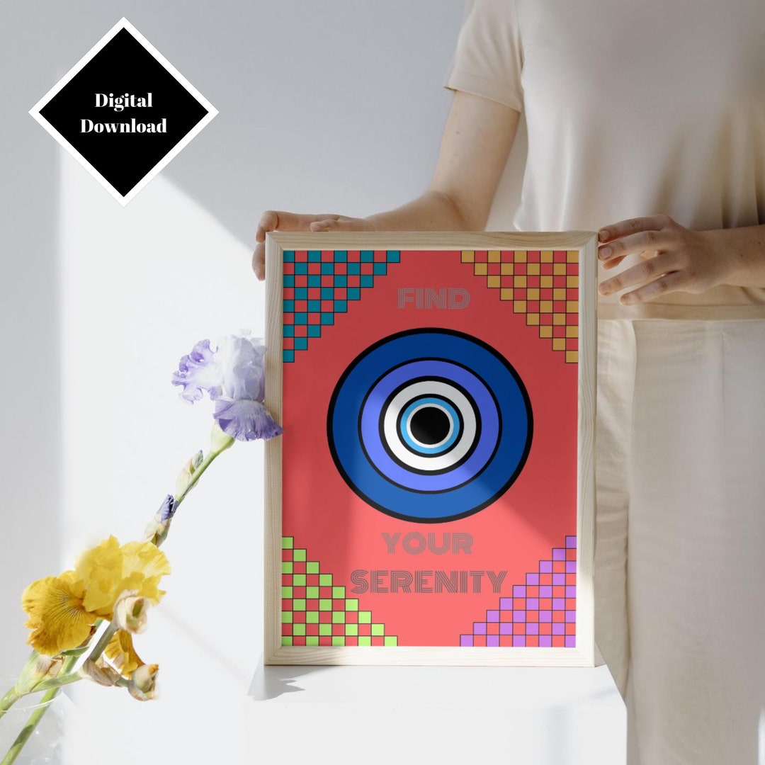 Quote Wall Art, Evil Eye Bead Poster, Motivational Poster ...