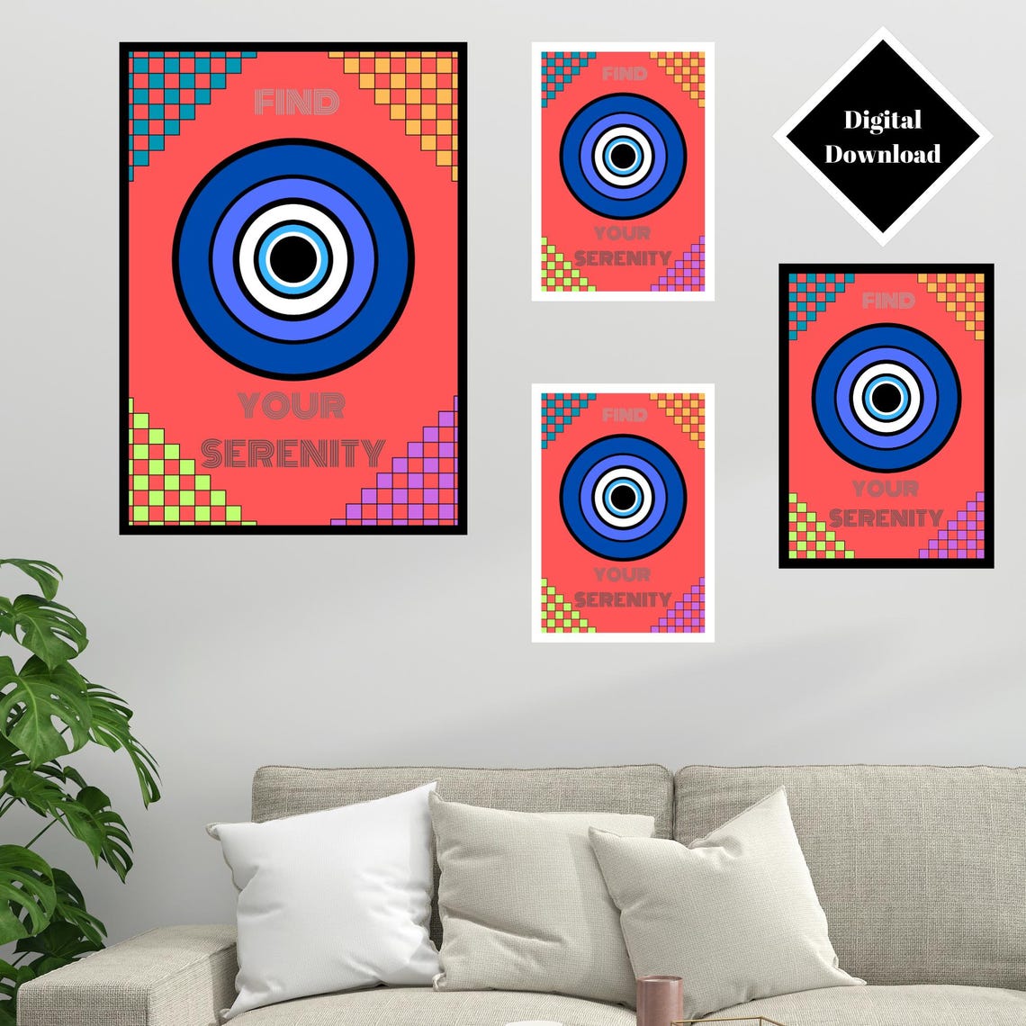 Quote Wall Art, Evil Eye Bead Poster, Motivational Poster ...