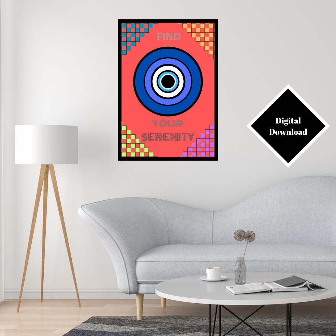 Quote Wall Art, Evil Eye Bead Poster, Motivational Poster ...