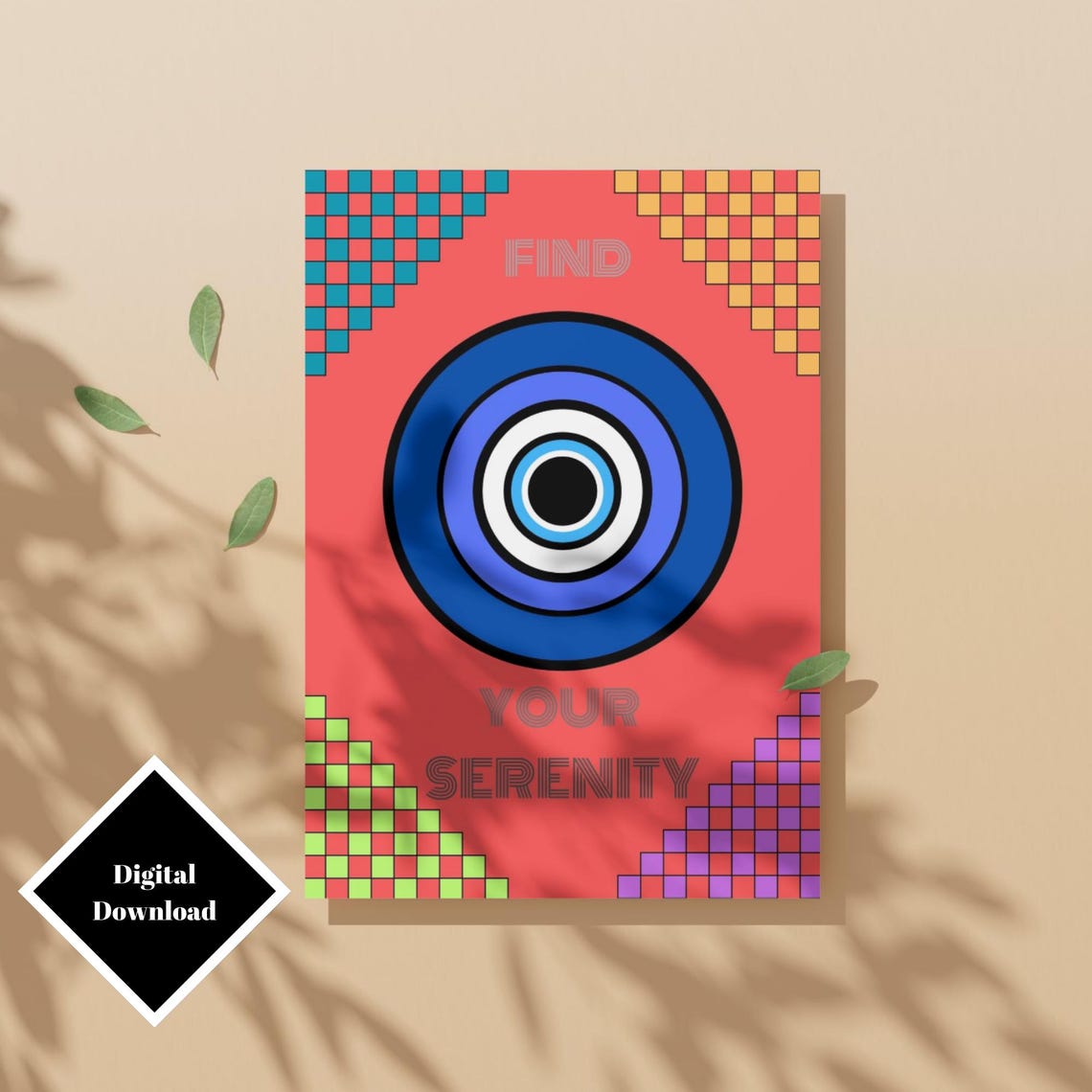 Quote Wall Art, Evil Eye Bead Poster, Motivational Poster ...