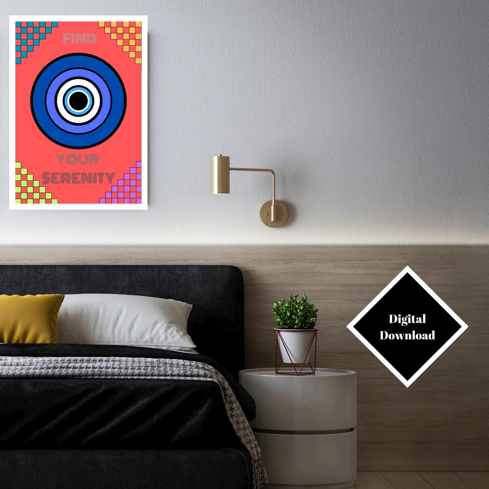 Quote Wall Art, Evil Eye Bead Poster, Motivational Poster ...