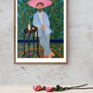 Pink Hat Man Poster, Retro Wall Art, Modern Home Decor, Vintage Wall ...
