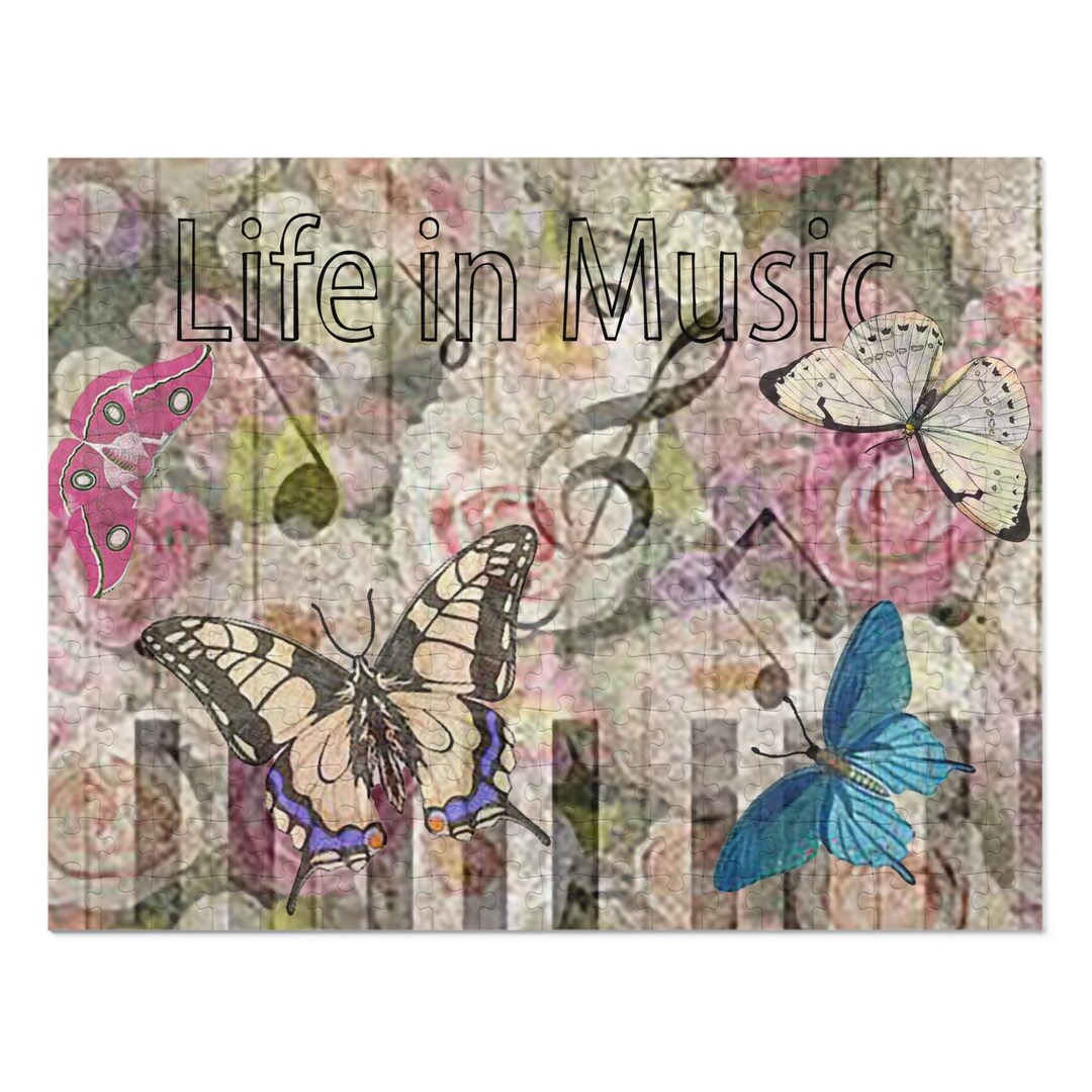 Jigsaw Puzzle, Music Notes and Butterfly Design, Musical Puzzle ...