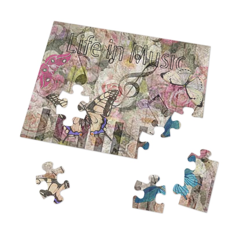 Jigsaw Puzzle, Music Notes and Butterfly Design, Musical Puzzle ...