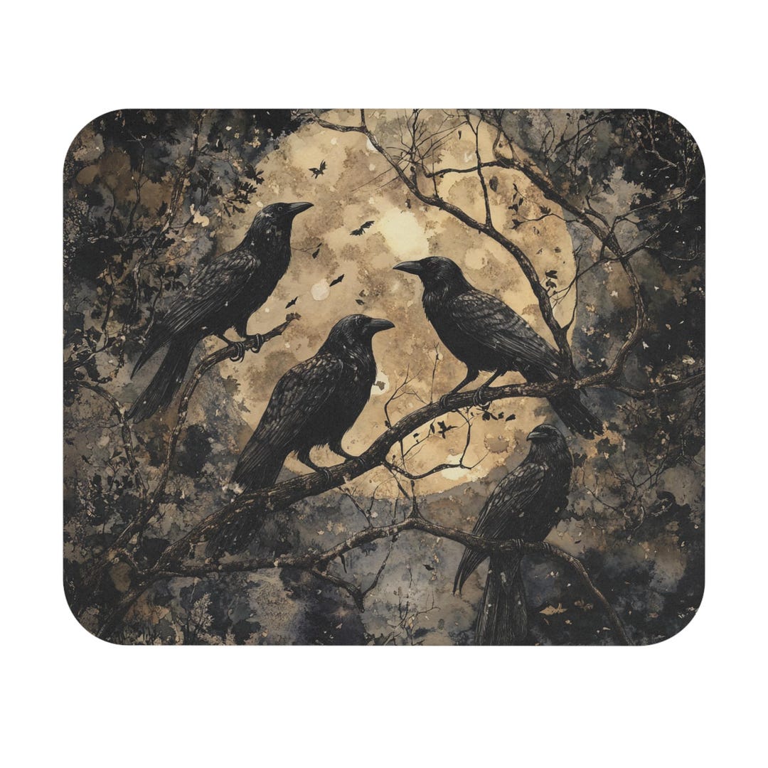 Mystical Ravens Mouse Pad - Boho Desk Accessory, Unique Gift, Home ...