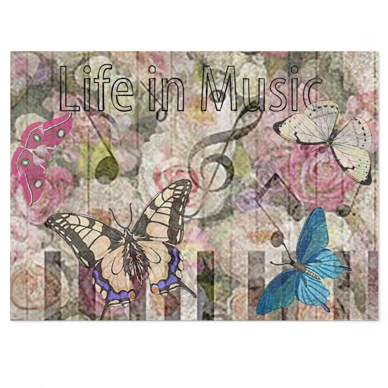 Jigsaw Puzzle, Music Notes and Butterfly Design, Musical Puzzle ...