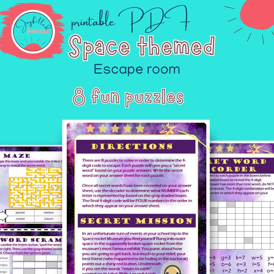 Space Escape Room for Kids: Printable Puzzle Game (PDF) - Etsy