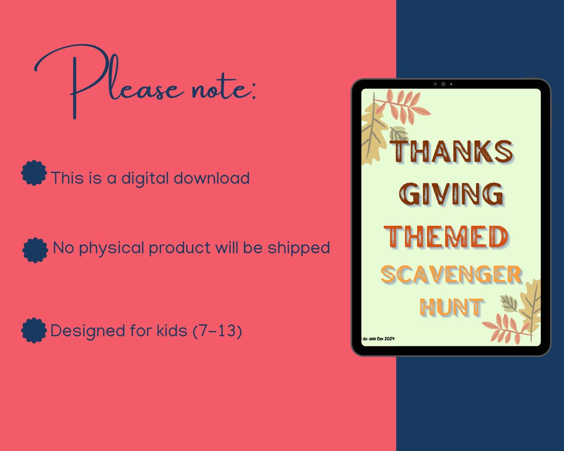 Thanksgiving Scavenger Hunt for Kids/ Thanksgiving Kids Activity ...
