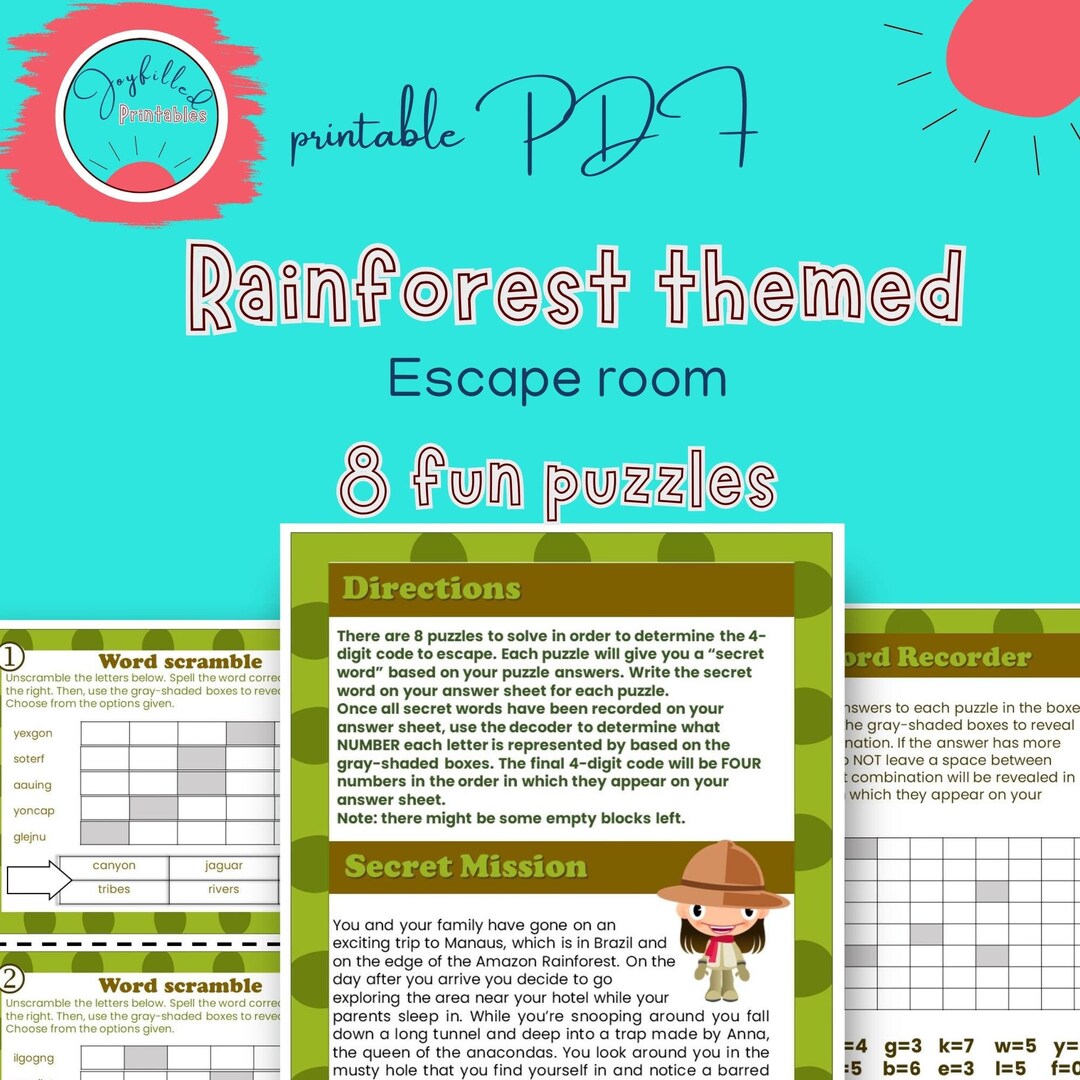 Amazon Rainforest Escape Room: DIY Printable Puzzle Game (PDF) - Etsy