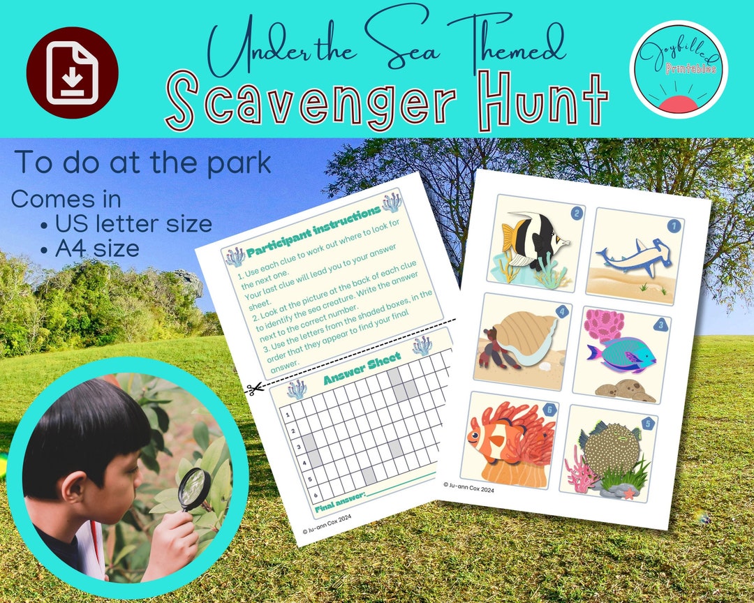 Ocean Scavenger Hunt Printable, Under the Sea Party Game for Kids ...