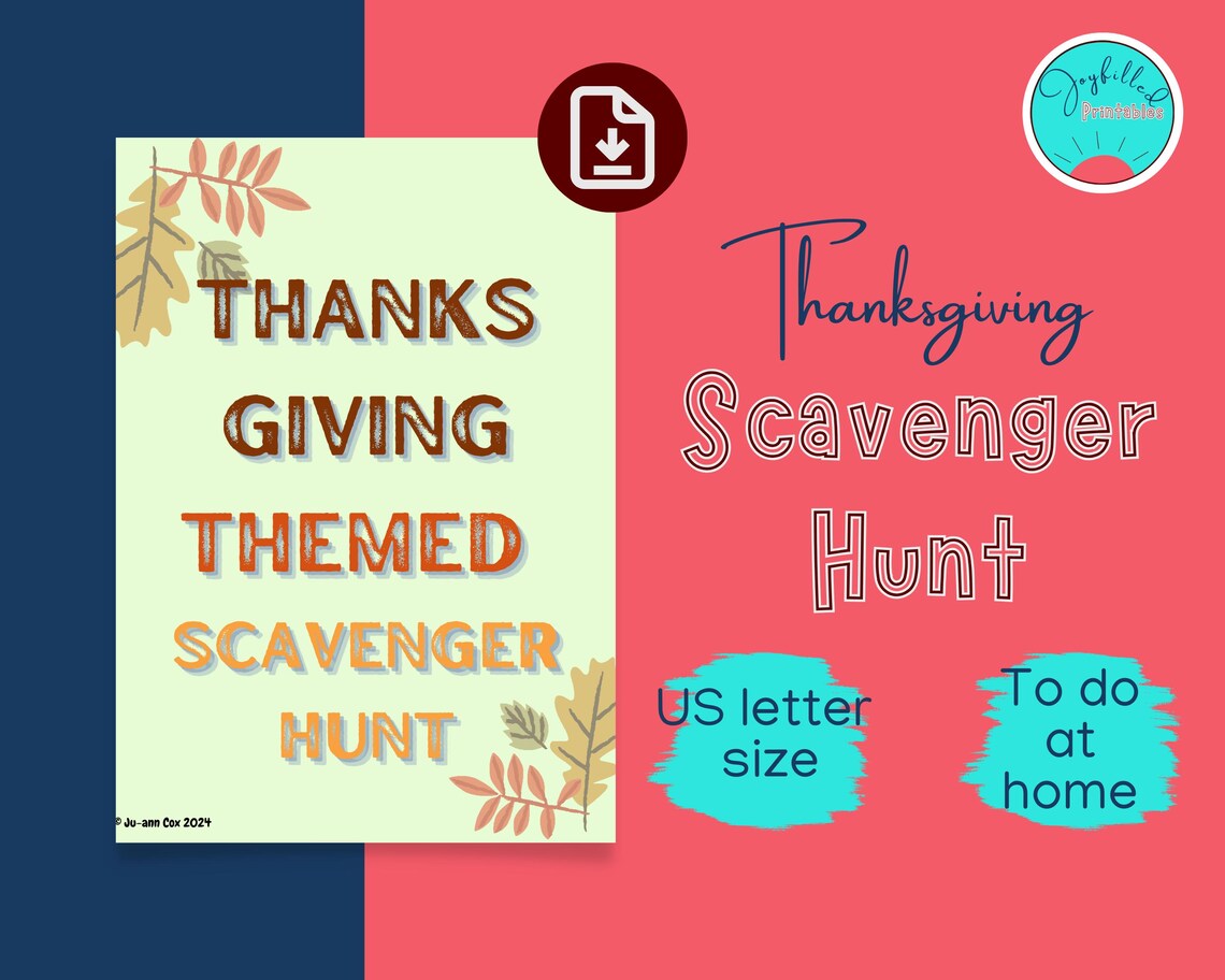 Thanksgiving Scavenger Hunt for Kids/ Thanksgiving Kids Activity ...