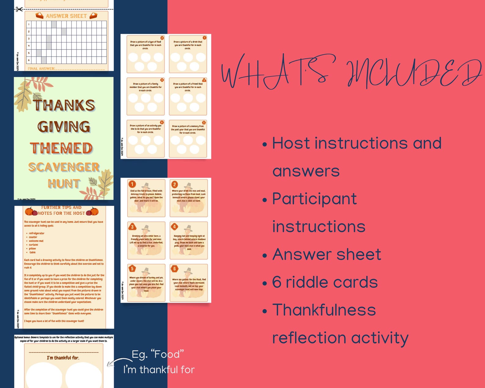 Thanksgiving Scavenger Hunt for Kids, Riddles & Word Scramble ...