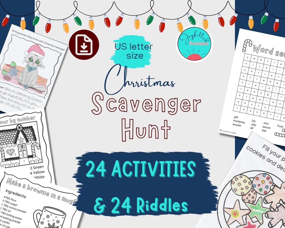 Christmas Scavenger Hunt for Kids Activity Pack, Christmas Treasure ...