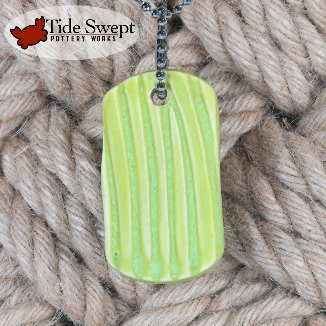 Men's Kelp Forest Ceramic Dog Tags Style Necklace: Handmade by Tide ...