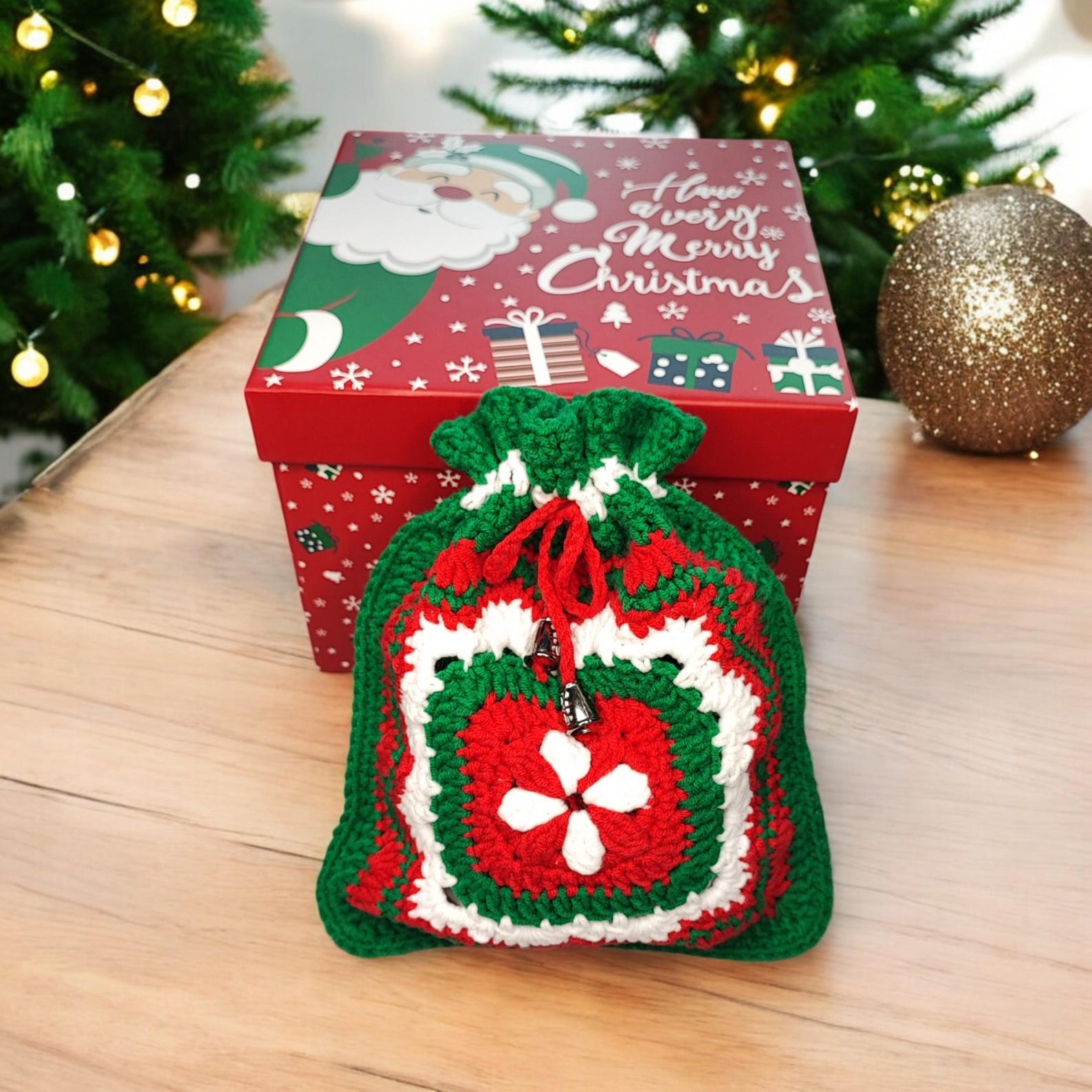 Granny Square Drawstring Bag Crochet Pattern, Granny Square Pattern ...