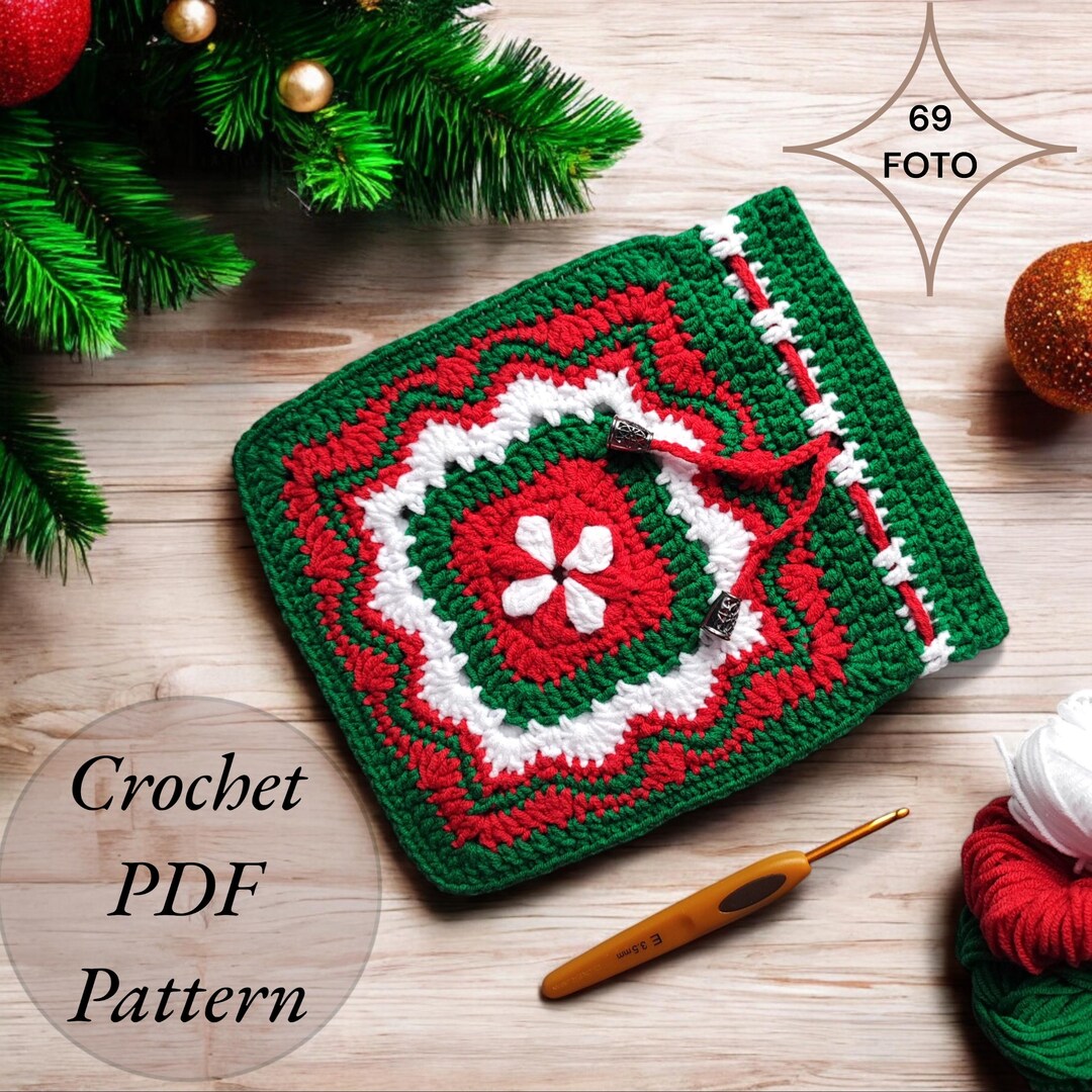 Granny Square Drawstring Bag Crochet Pattern, Granny Square Pattern ...