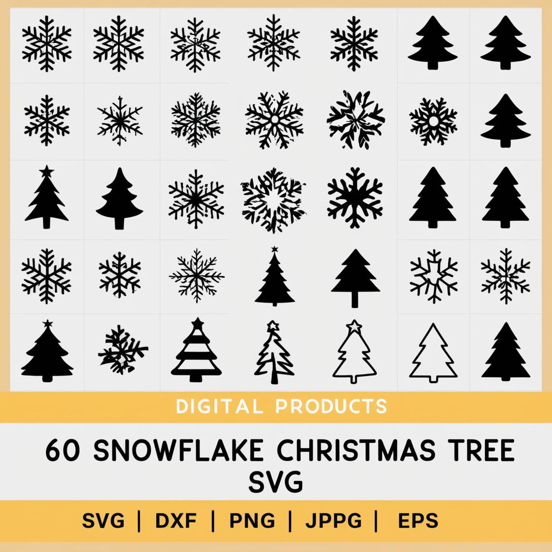Snowflake Christmas Tree Svg Bundle, Snowflakes for Digital Download ...