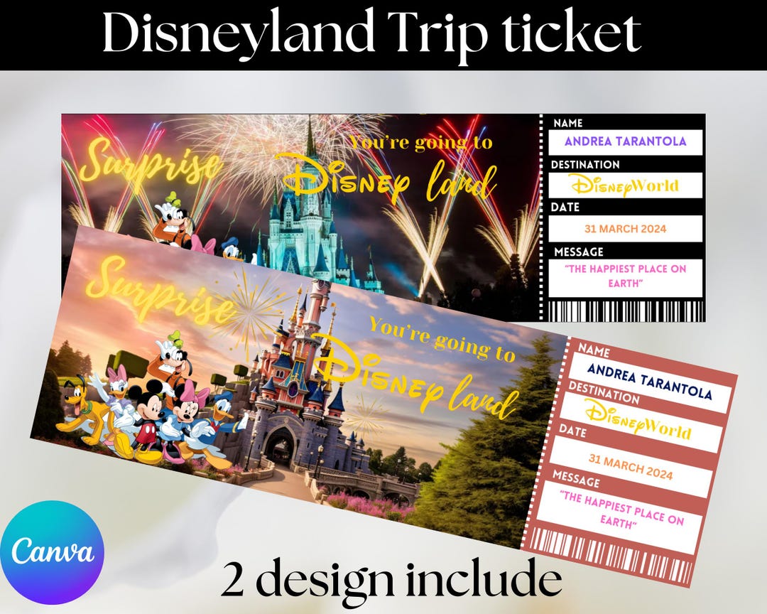 Disneyland Ticket Christmas, Printable Disneyland Surprise Trip Ticket ...