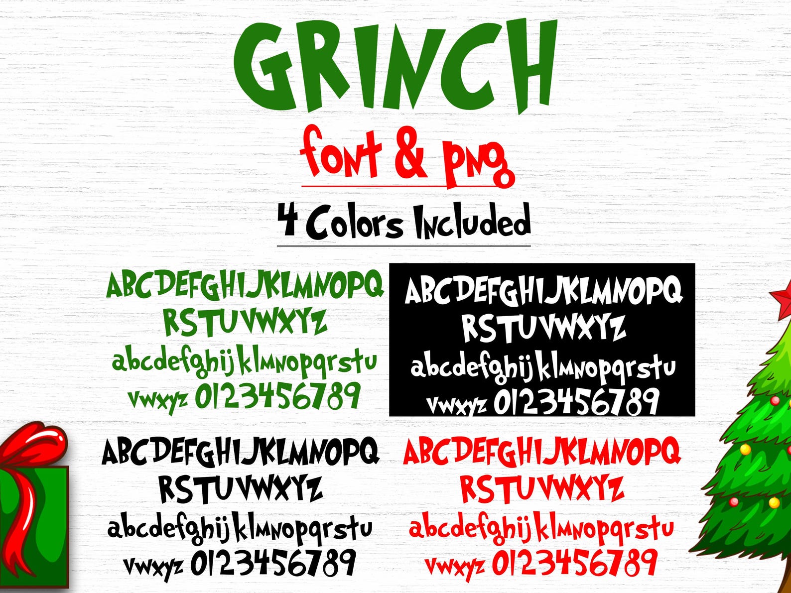 Green Font Bundle, Grinch Font Svg Png, Christmas Holiday Fonts, PNG ...