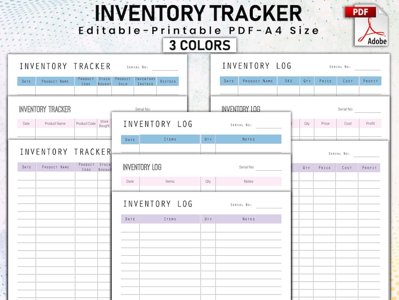 Editable Inventory Management Form Inventory Tracker PDF Product Inventory Business Inventory ...