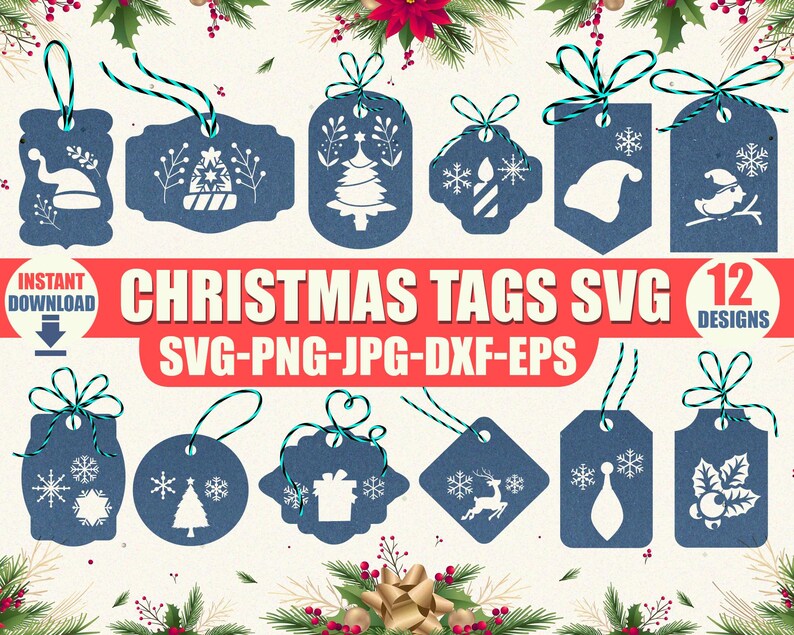 Christmas Tag Svg, Christmas Gift Tag Svg Bundle, Christmas Gift Label ...