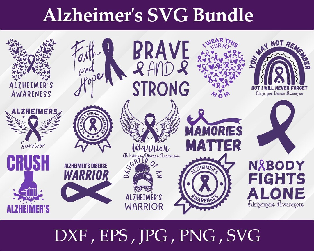 Alzheimer's Awareness Svg Bundle, Purple Ribbon Svg, Alzheimers ...