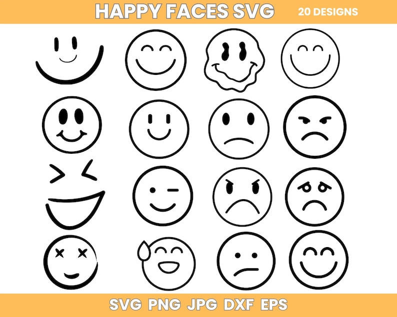 Smiley Face Svg Bundle, Emoji Svg Bundle, Happy Face Svg, Smiley Face ...