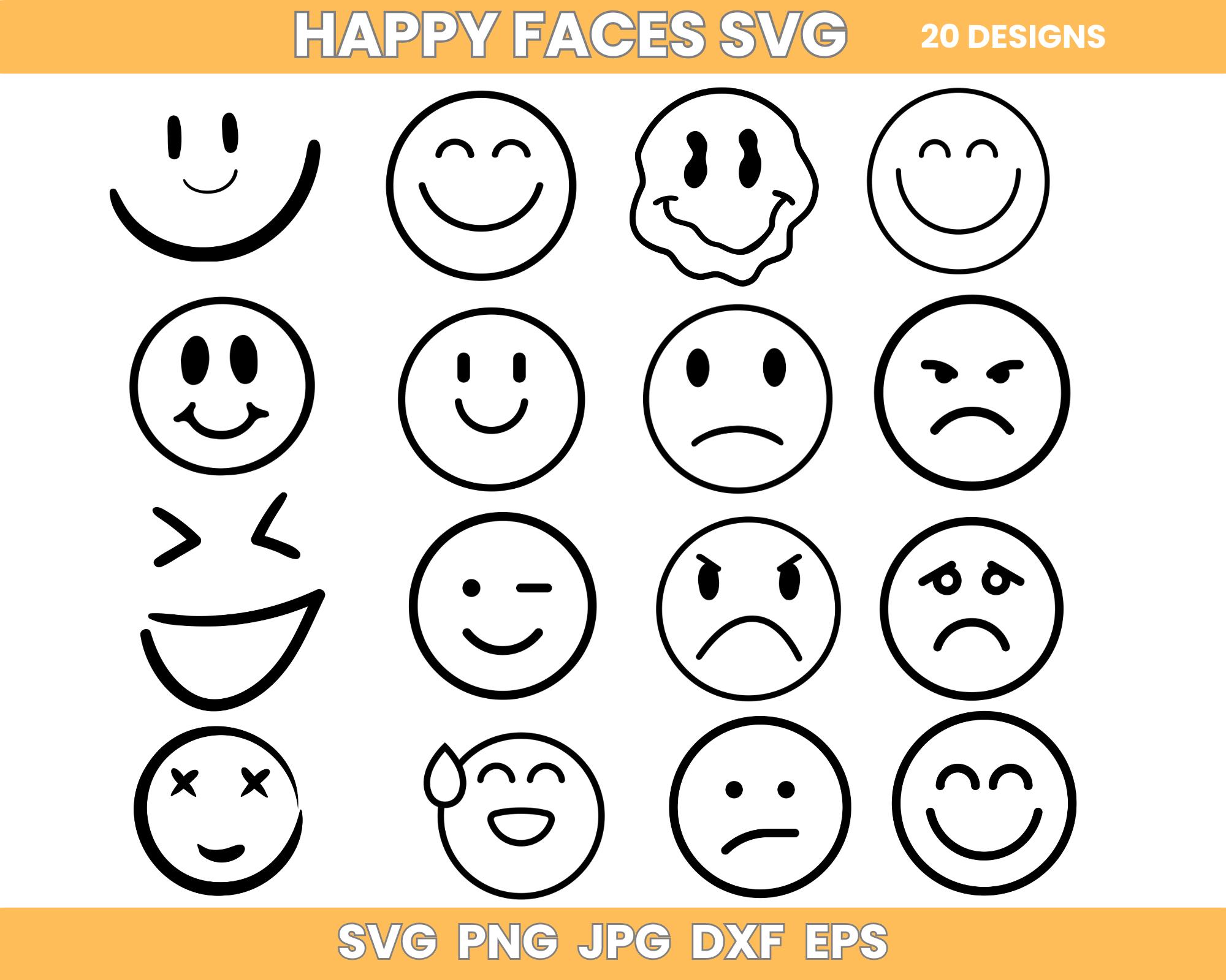 Smiley Face Svg Bundle, Emoji Svg Bundle, Happy Face Svg, Smiley Face ...