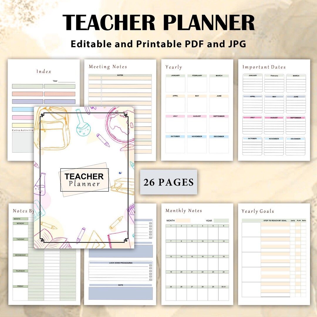 Teacher Planner Printable 2025, Spiral Teacher Planner, Lesson Plans ...