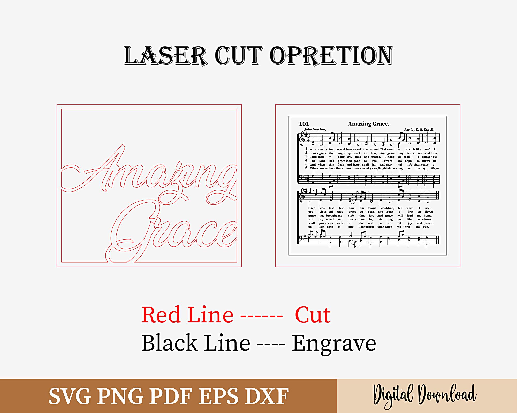Amazing Grace Laser SVG .pdf .png, Cricut, Silhouette Laser Cut File ...