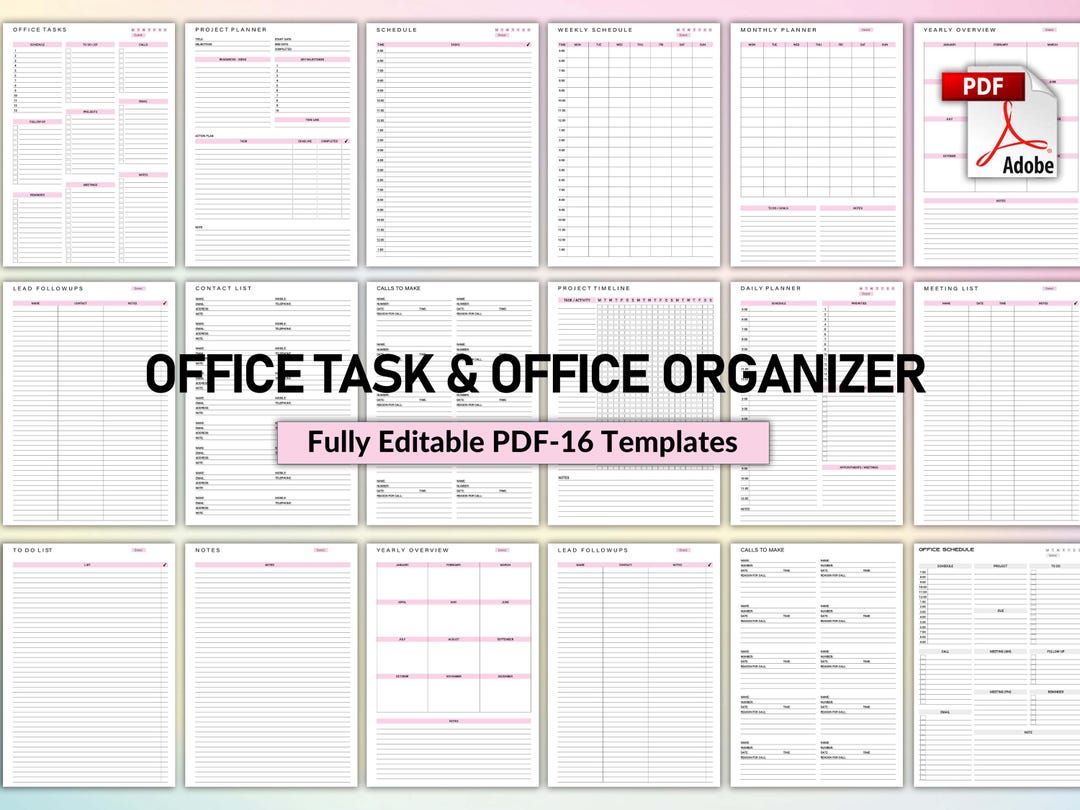 Office Task Planner Office Organizer Task Management Template Work ...