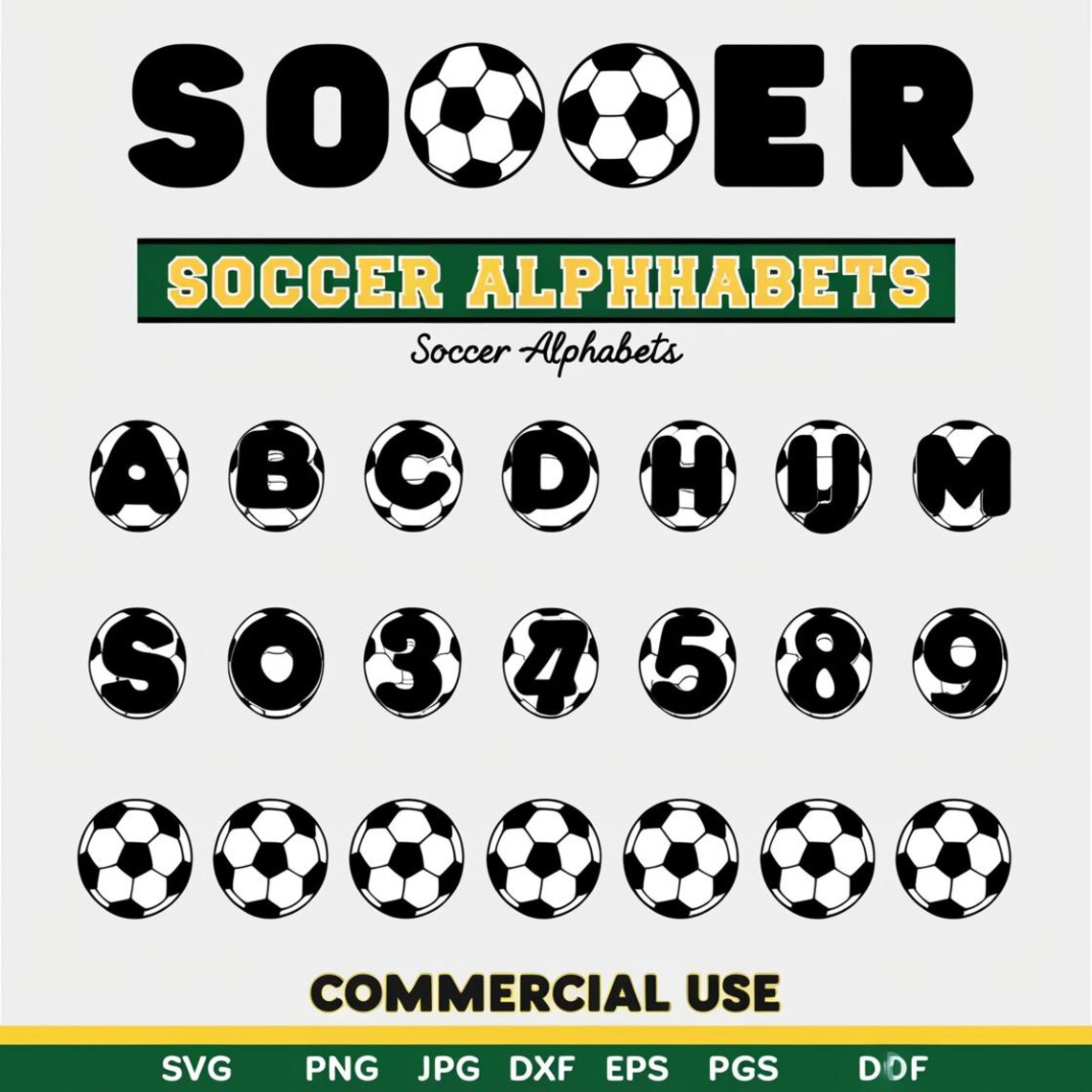 Soccer Alphabets and Numbers Svg, Soccer Svg, Soccer Ball Svg, Soccer ...