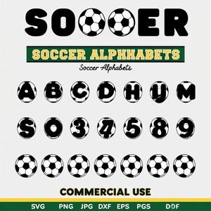 Soccer Alphabets and Numbers Svg, Soccer Svg, Soccer Ball Svg, Soccer ...