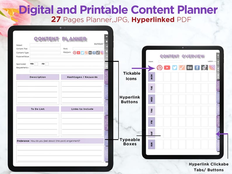 Printable Content Planner, Printable Content Calendar Tracker,editable ...