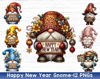 Happy New Year Gnomes Clipart, New Year Gnomes, Holiday Gnomes Clipart ...