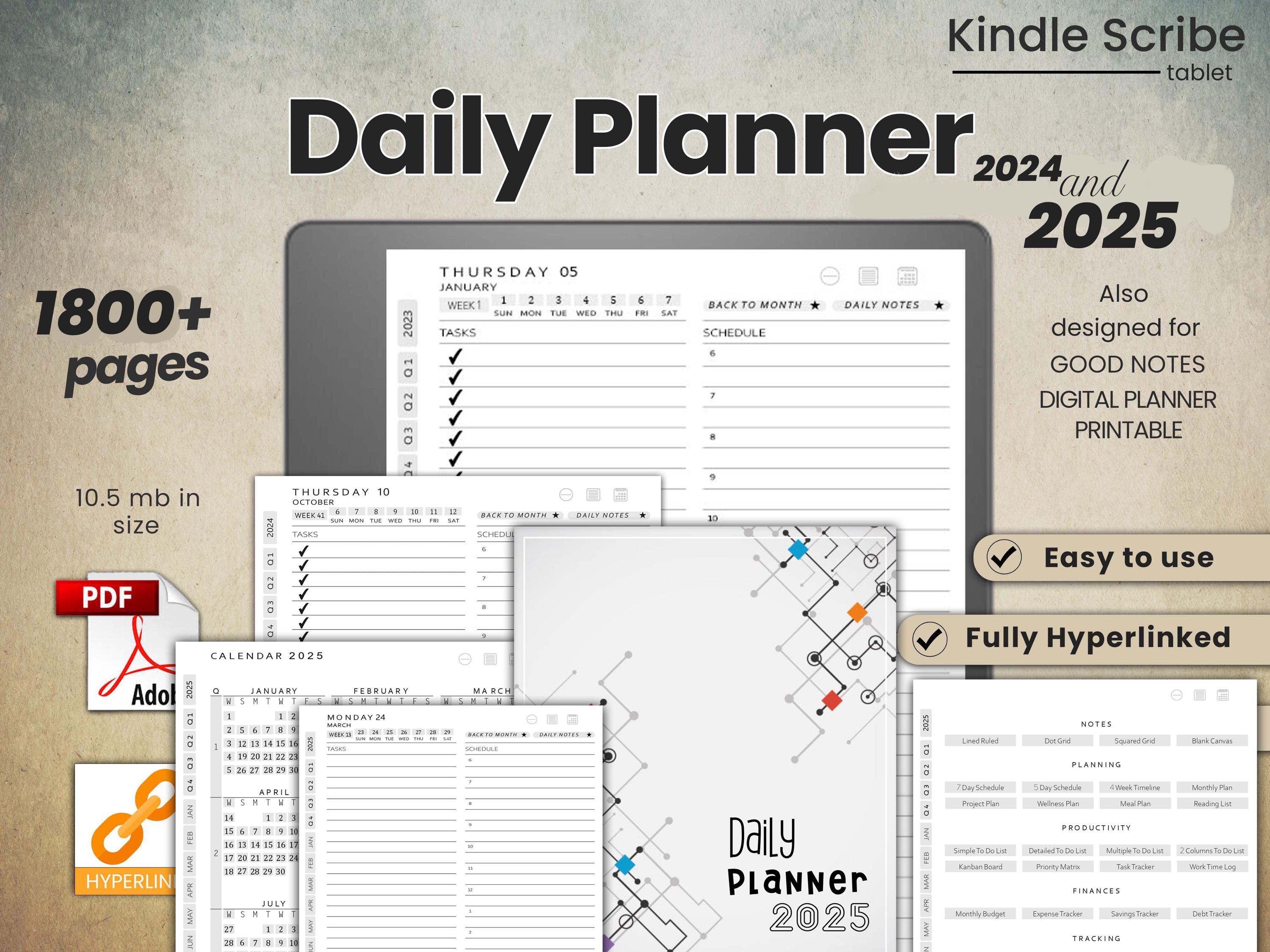Kindle Scribe Daily Planner Bundle, Kindle Scribe Template, Kindle ...