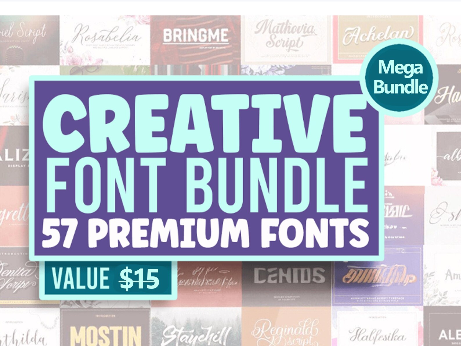 Creative Fonts Bundle, Creative Fonts, the Handwritten Font, Procreate ...